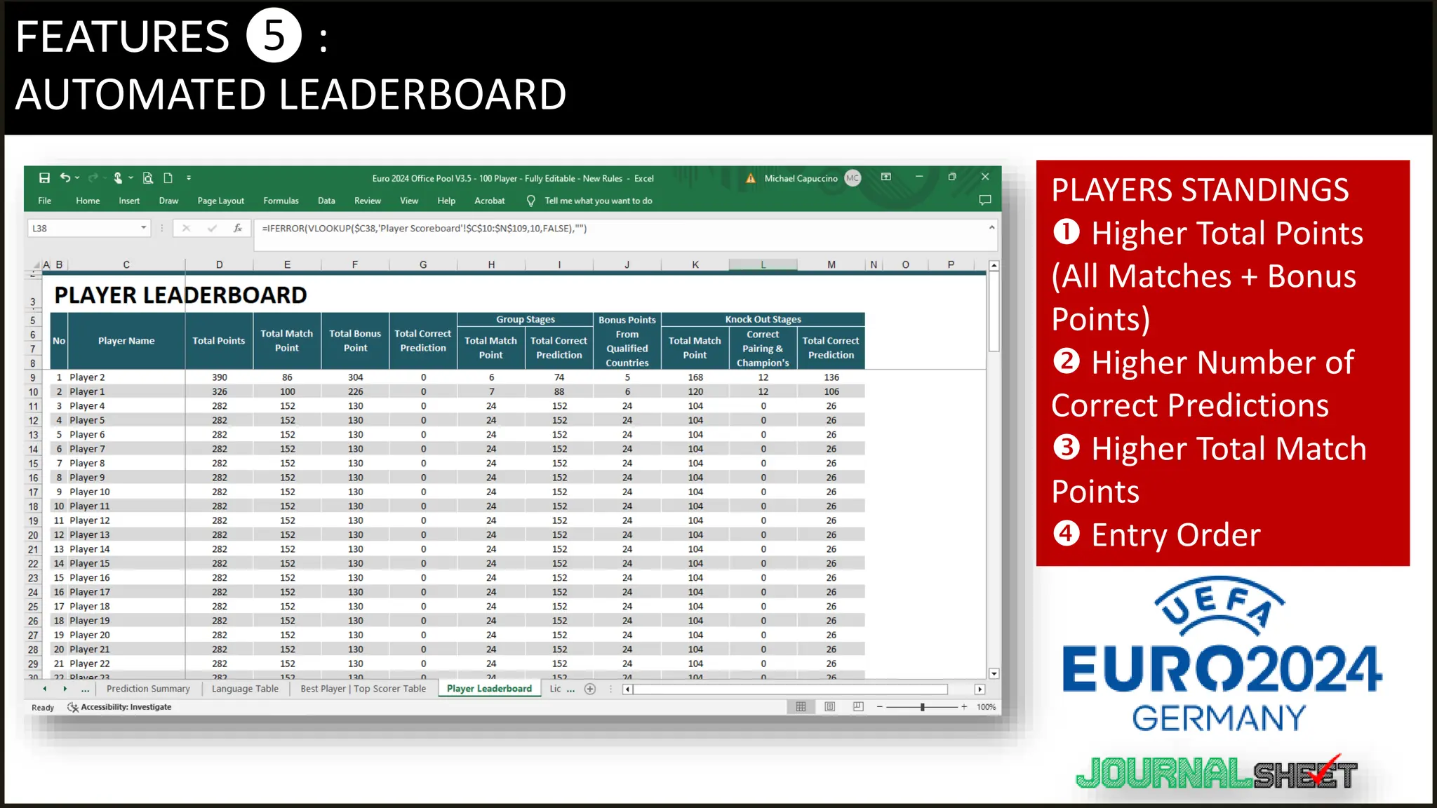 Euro 2024 Prediction Game | Office Pool Spreadsheet | PDF