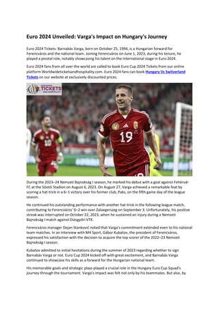 Euro 2024 Unveiled Varga's Impact on Hungary's Journey.docx