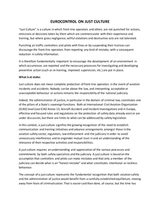 Eurocontrol on just culture | DOCX