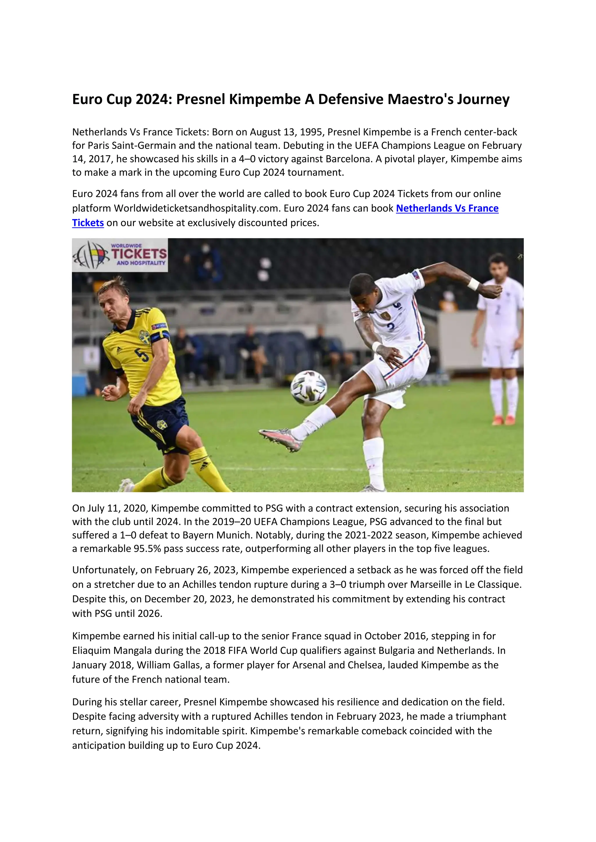 Euro Cup 2024 Presnel Kimpembe A Defensive Maestro's Journey.docx