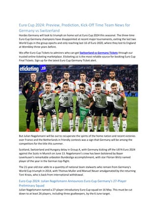 Euro Cup 2024 Preview, Prediction, Kick-Off Time Team News for Germany ...