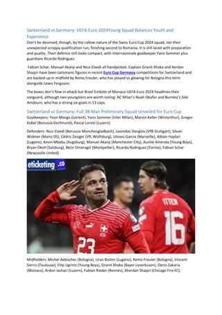 Euro Cup 2024 Preview, Prediction, Kick-Off Time Team News for Germany ...