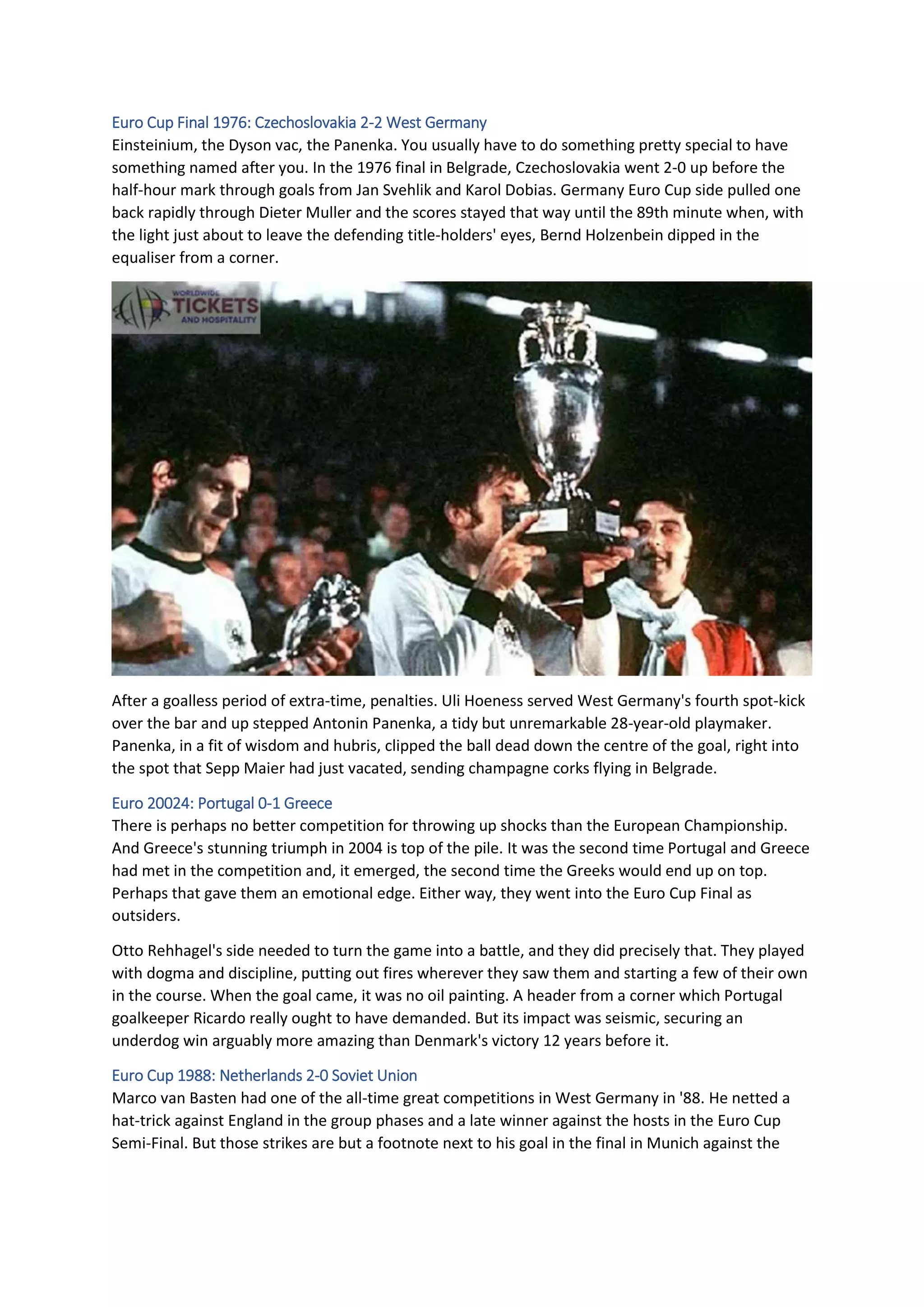 Euro Cup Final The greatest finals from the Euro Cup history.docx