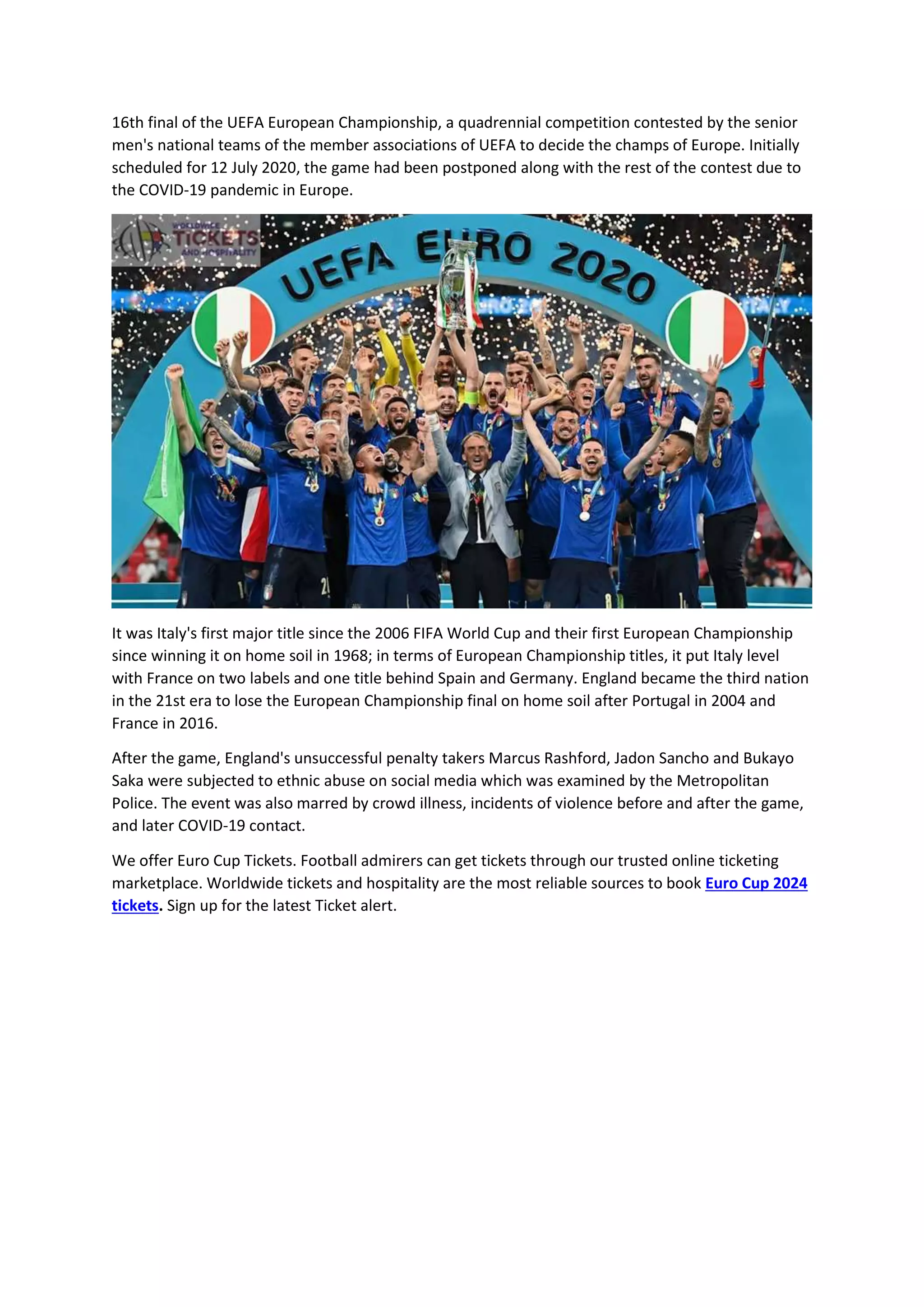 Euro Cup Final The greatest finals from the Euro Cup history.docx