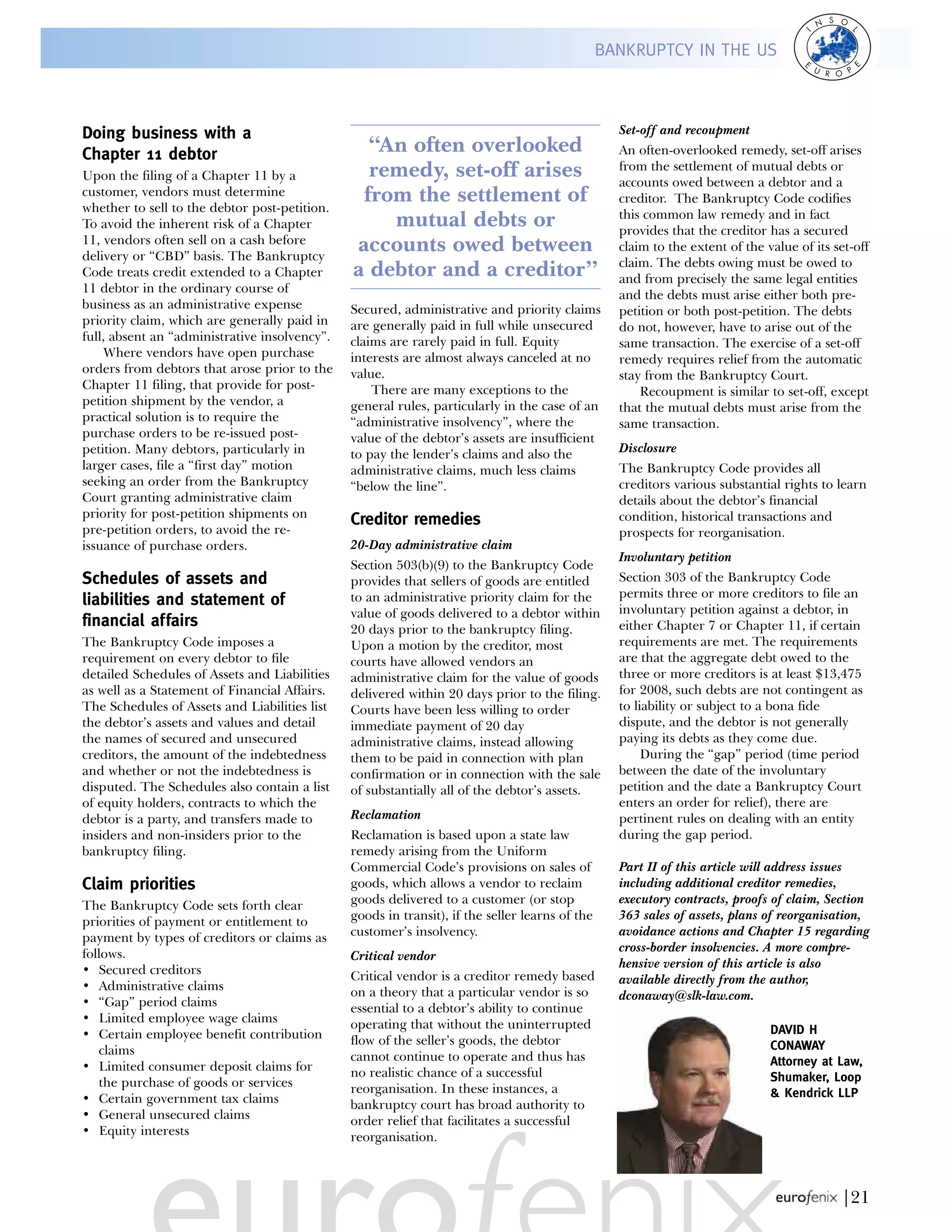 Eurofenix Winter 08 | PDF | Bankruptcy | Business Banking & Finance