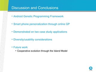 Android Genetic Programming Framework | PPT