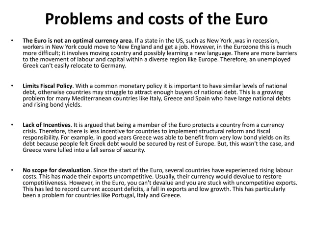 Euro issues | PPTX | Currencies | Economy