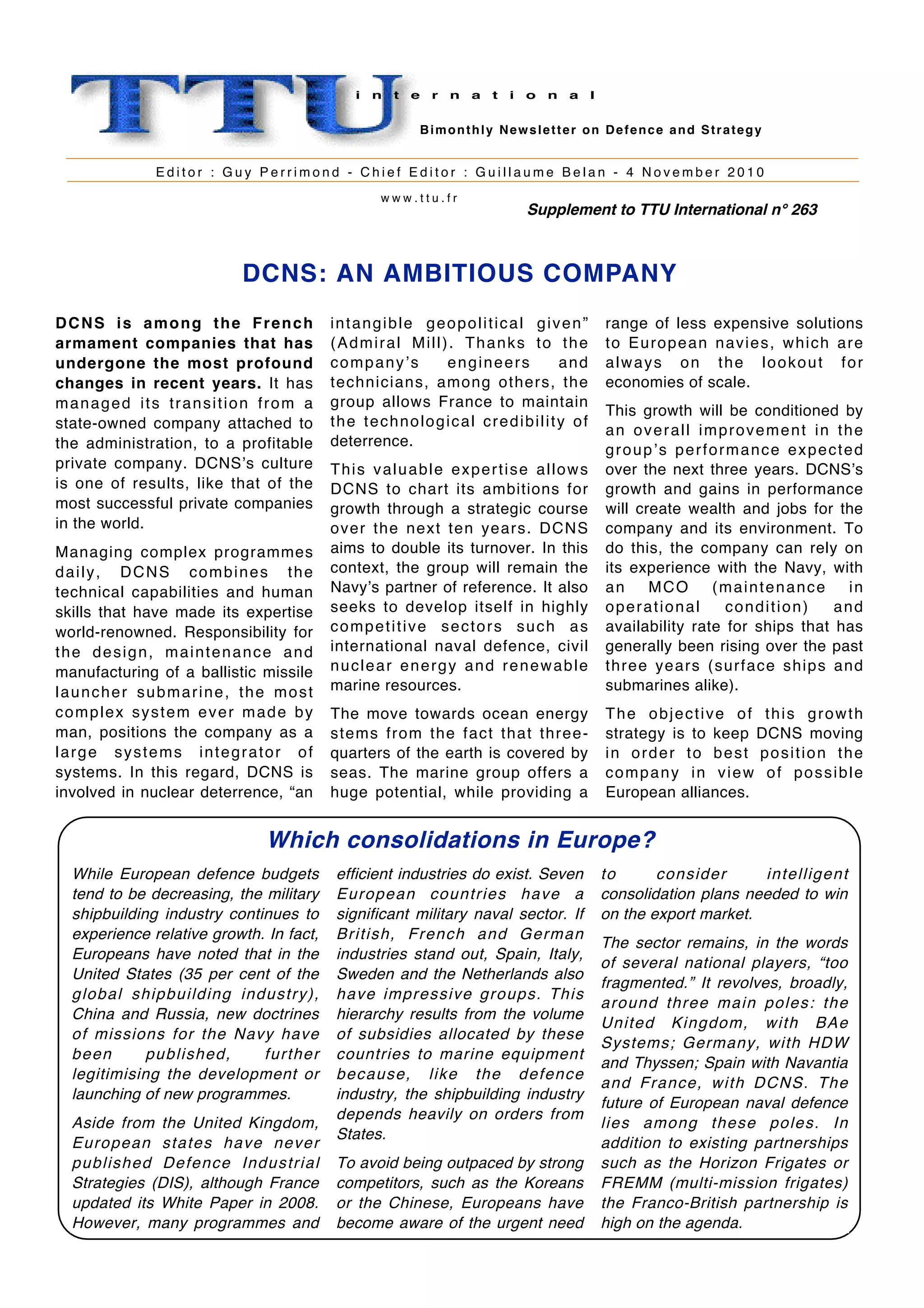 Euronaval2010 dcns | PDF | Defense Industry | Industries