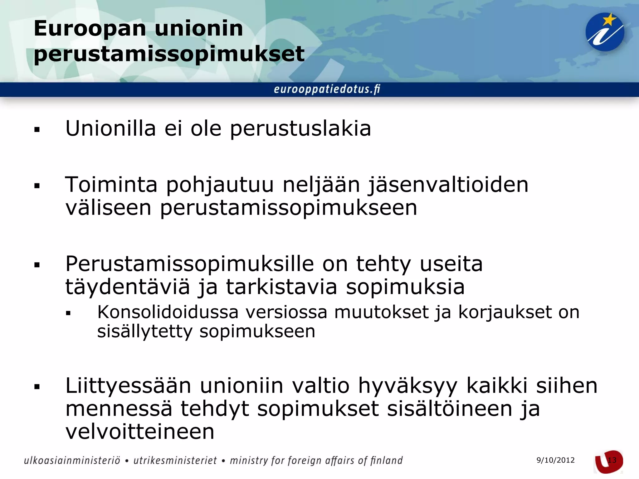Euroopan unionin historia 2013 | PPT