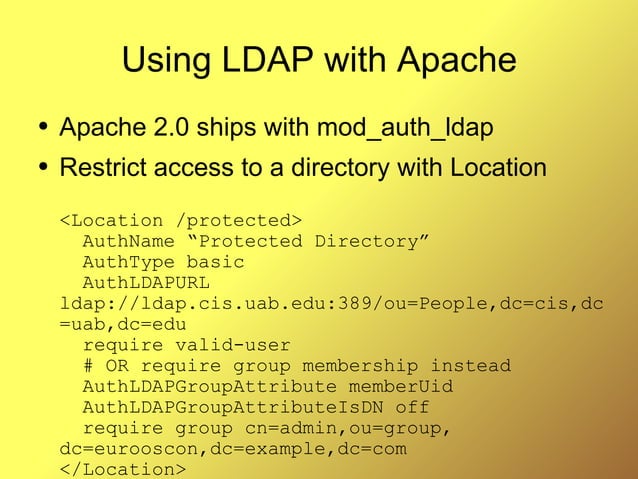 LDAP Applied (EuroOSCON 2005) | PPT