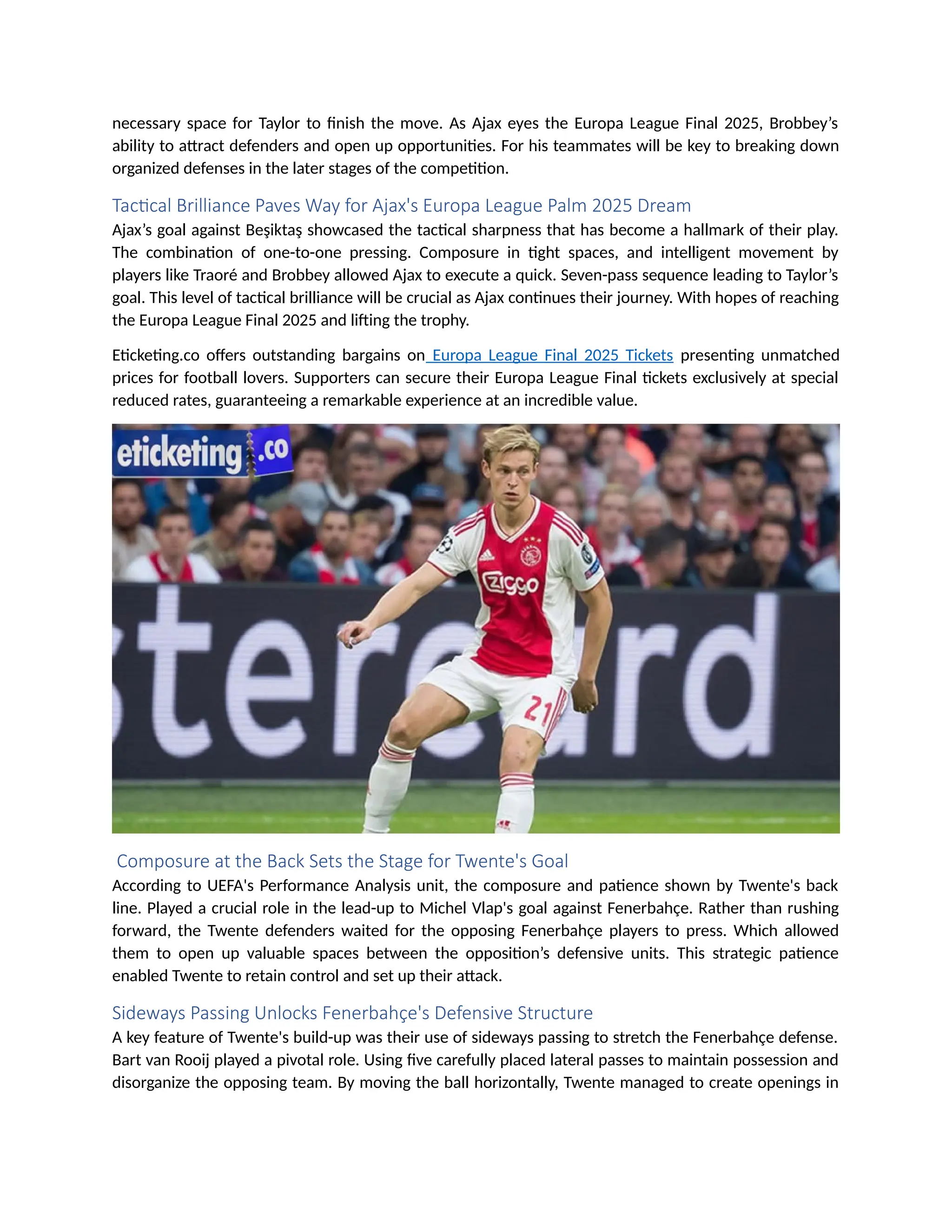 Europa League Final Advert: Ajax and Twe | DOCX