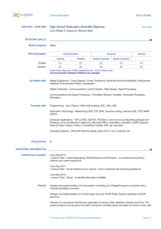 Resume A. Rinaldi (Europass) | PDF