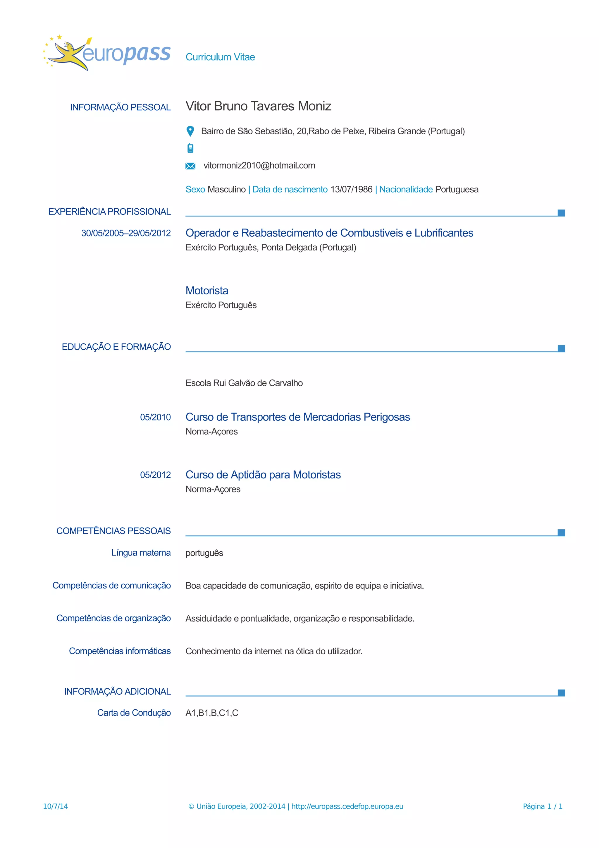 Europass cv-20140710-moniz-pt | PDF