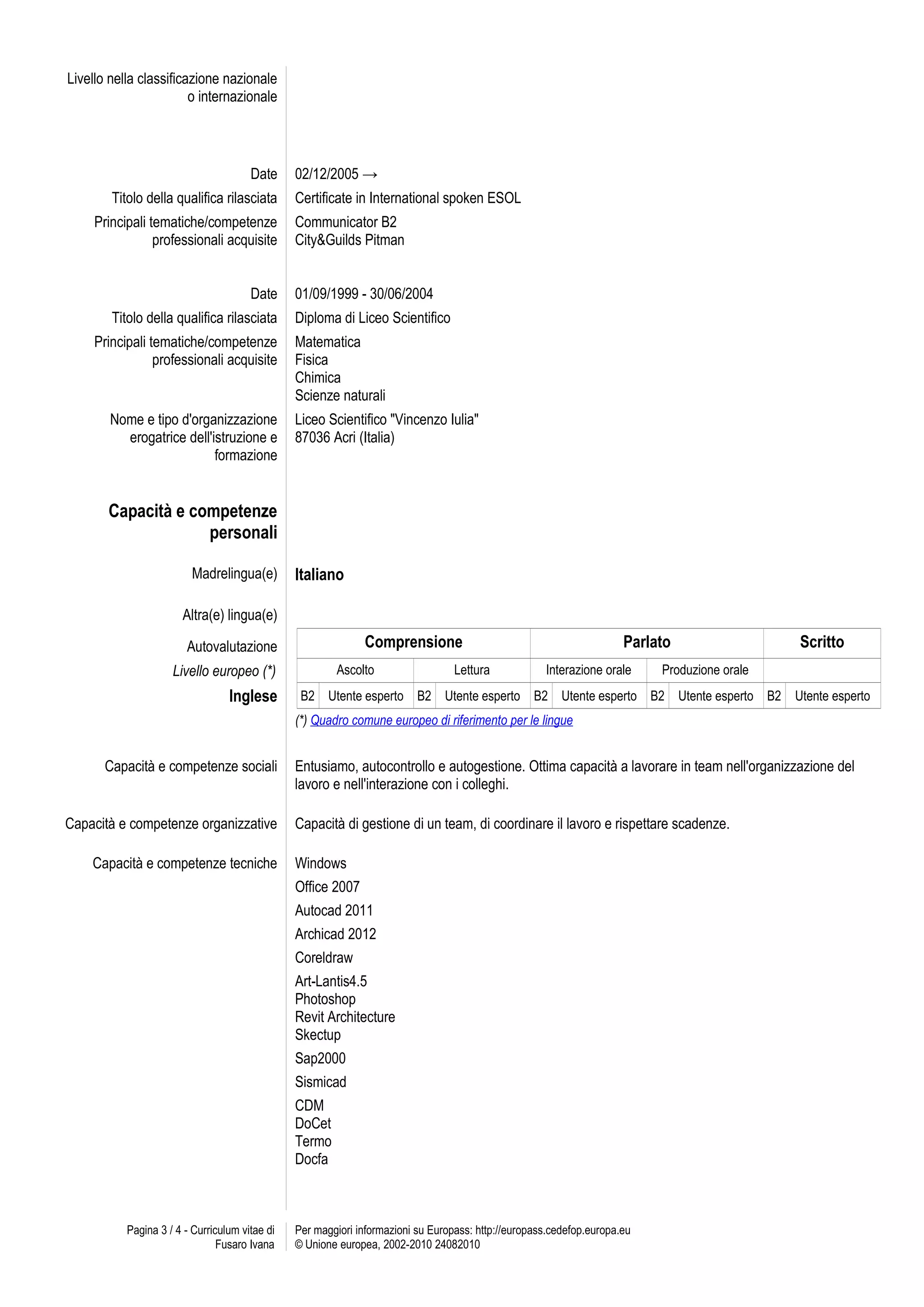 Europass cv-ivana fusaro | PDF