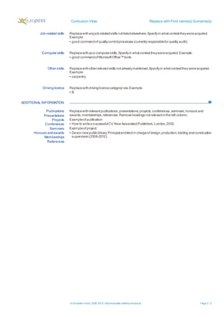 Europass CV Format | DOCX