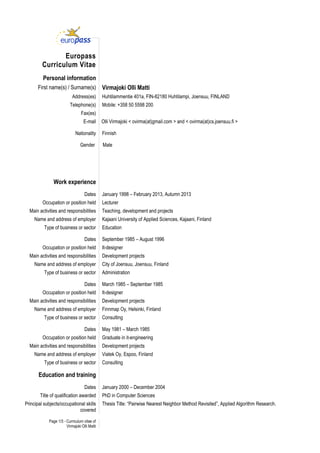 Europass cv 2014_07 | PDF