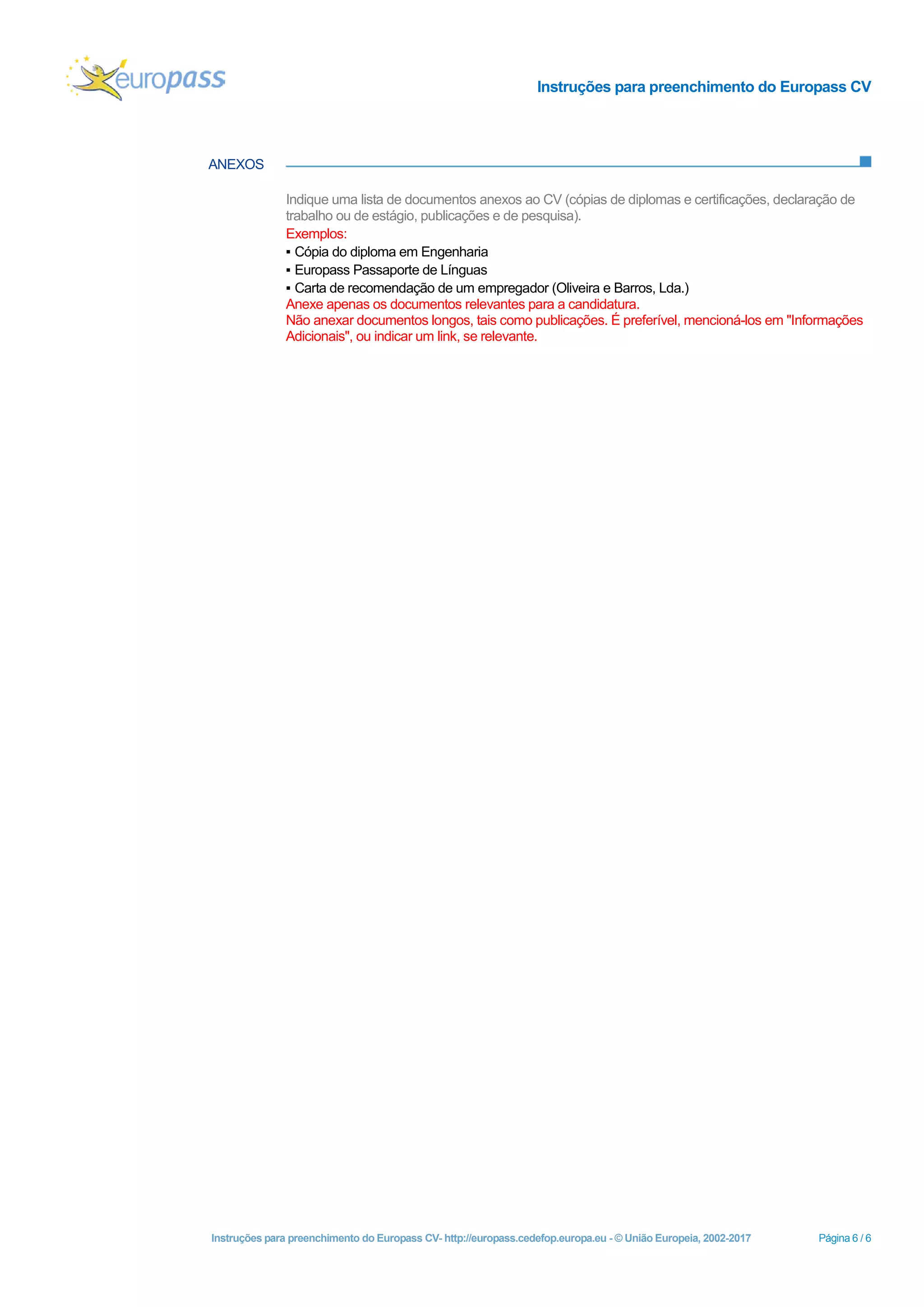 Europass cv instructions_pt | PDF
