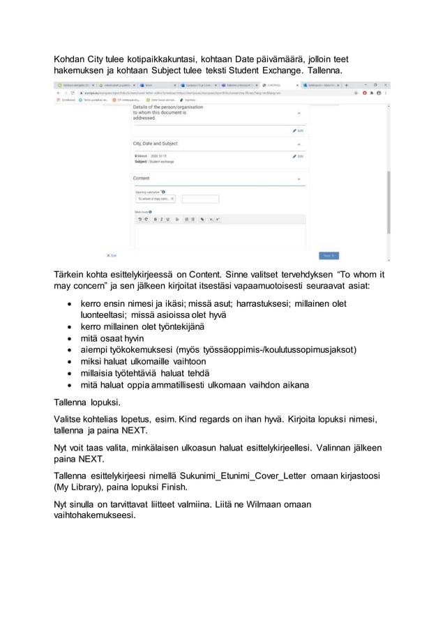 Europass cv ja cover letter, ohje | PDF