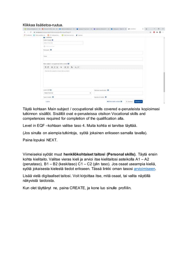 Europass cv ja cover letter, ohje | PDF