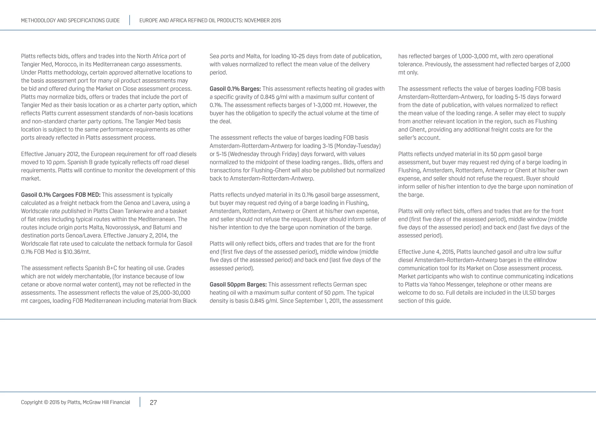 Europe africa-refined-products-methodology Platts | PDF