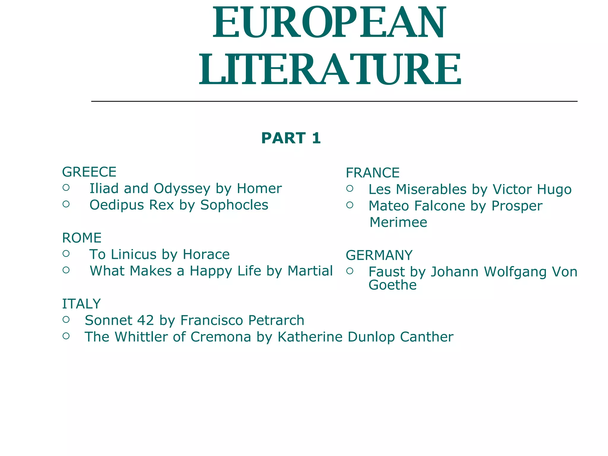 European Lit | PPT