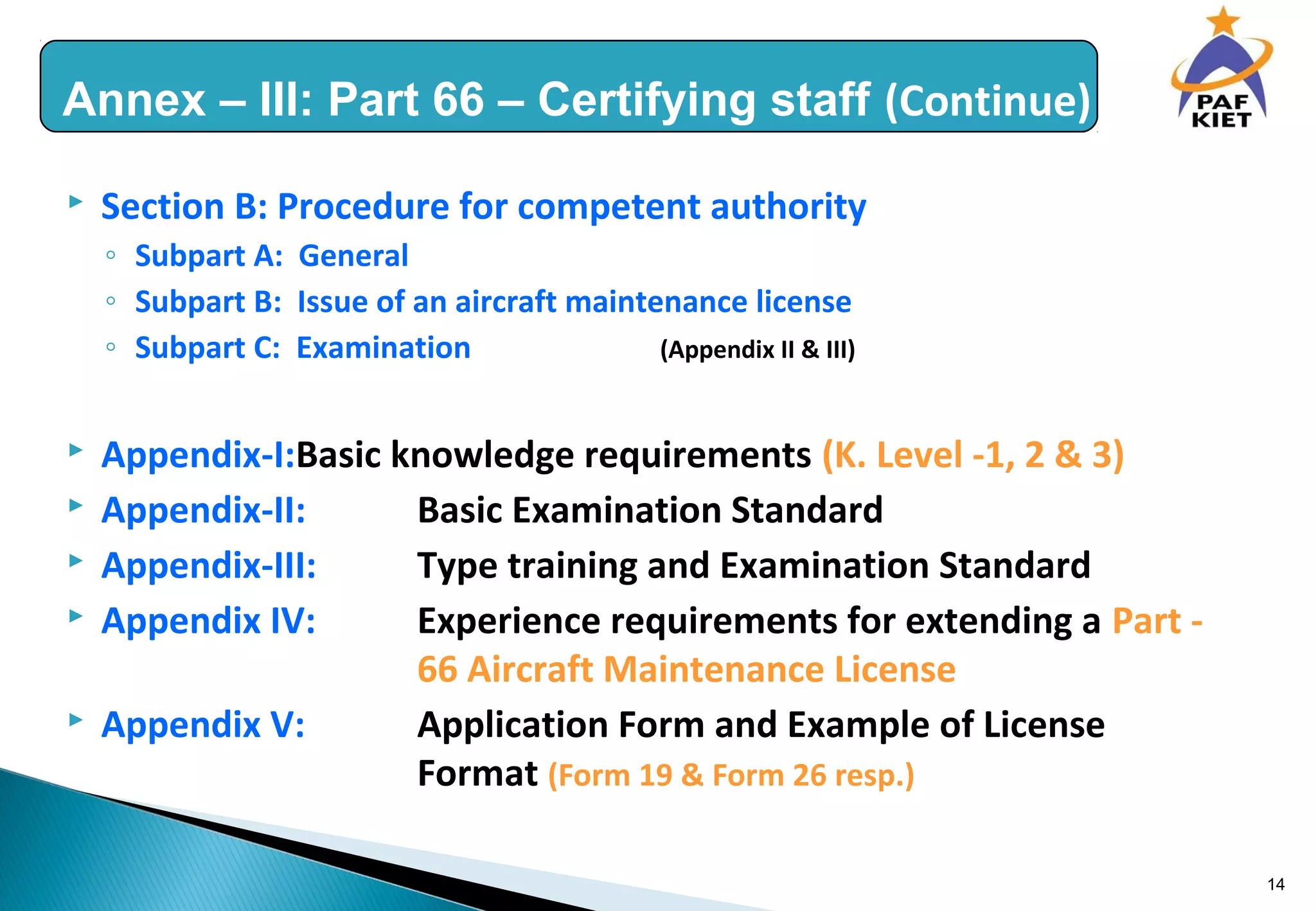 European Aviation Safety Agency (EASA) - EU Regulation 2042/2003 | PPT