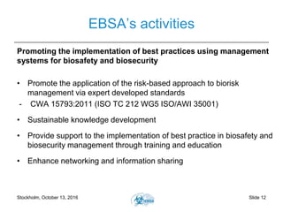 European bio safety association network for biosafety and biosecurity | PPT