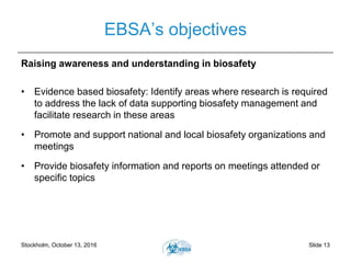European bio safety association network for biosafety and biosecurity | PDF