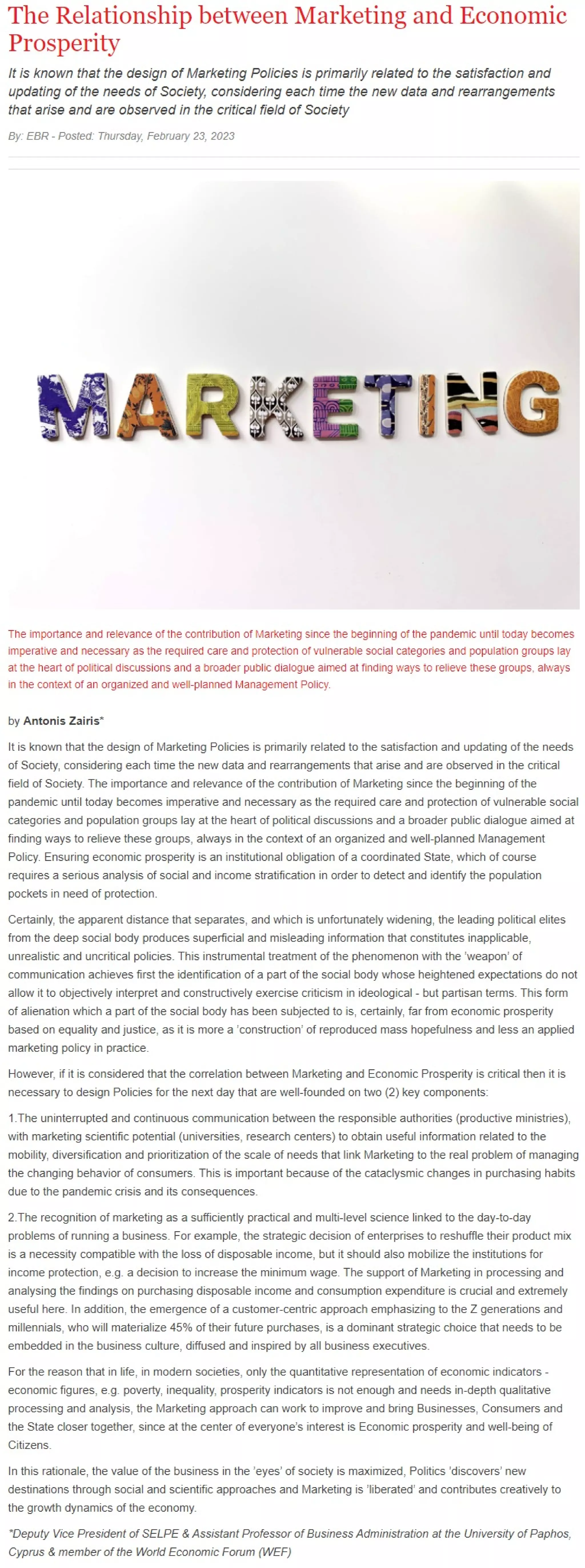 The Relationship between Marketing and Economic Prosperity - European ...