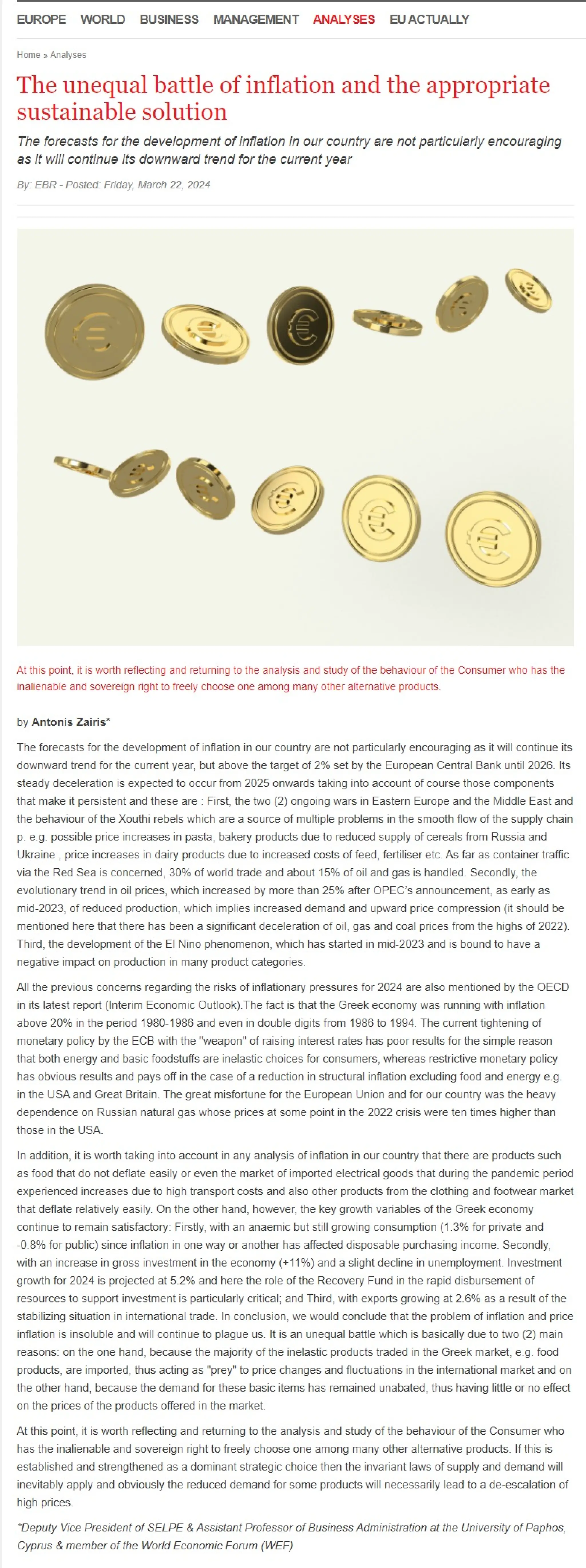 The unequal battle of inflation and the appropriate sustainable ...