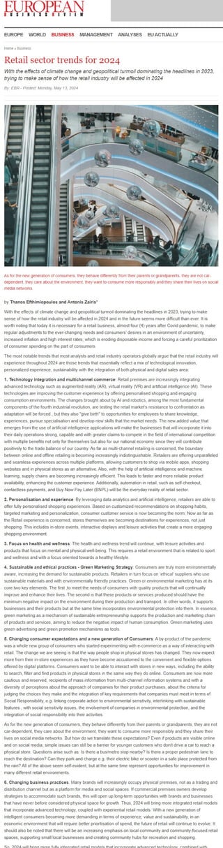 Retail sector trends for 2024 | European Business Review | PDF