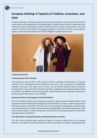European Clothing - A Tapestry of Tradition, Innovation, and Style.pdf ...