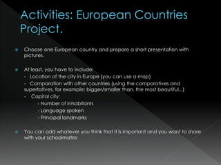 European countries CLIL project | PPTX | Europe Travel | Travel Locations