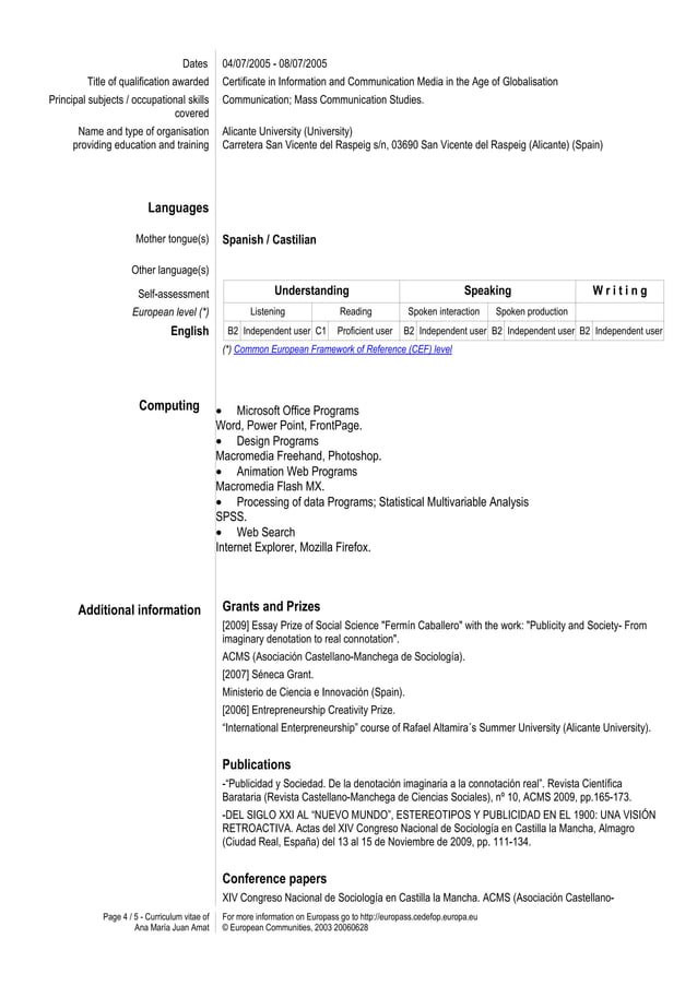 European Cv Ana M Juan Amat | PDF
