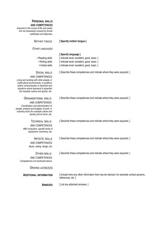 European cv format | DOC