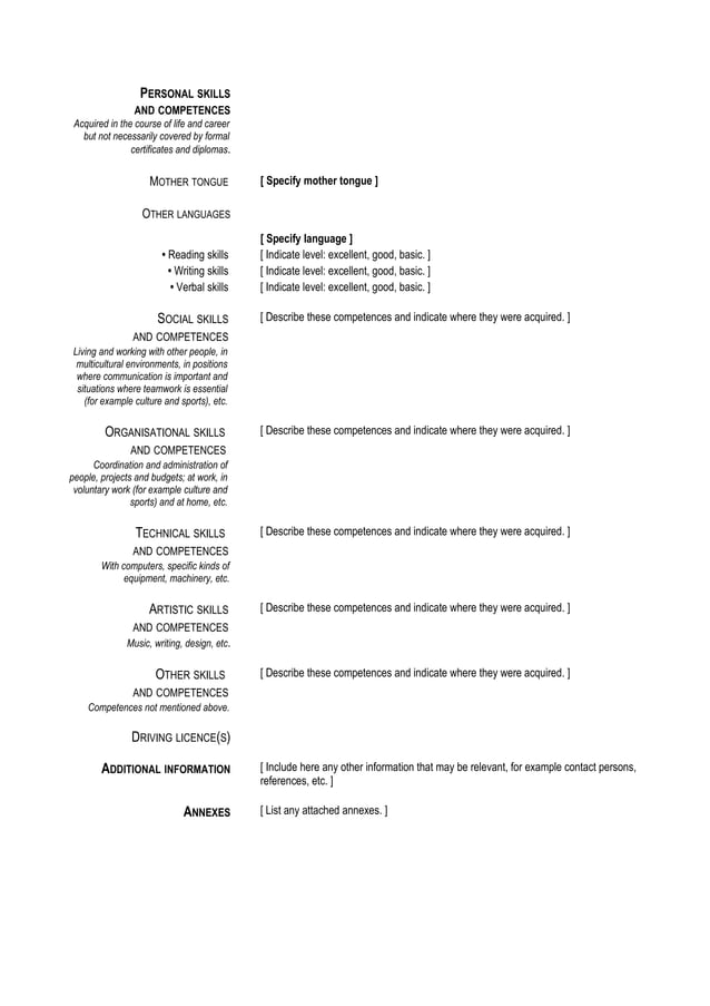 European cv format | DOC | Resume Writing and Advice | Job Search