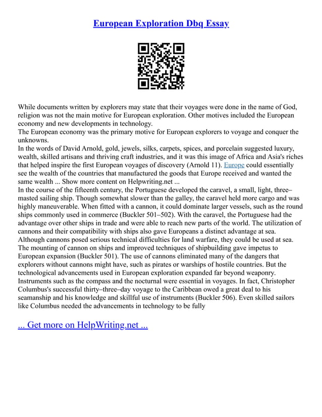 European Exploration Dbq Essay | PDF