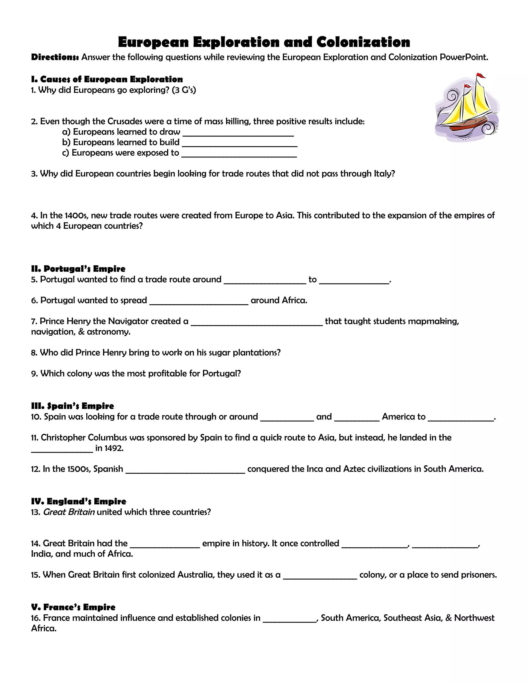 European Exploration Hand Out | PDF