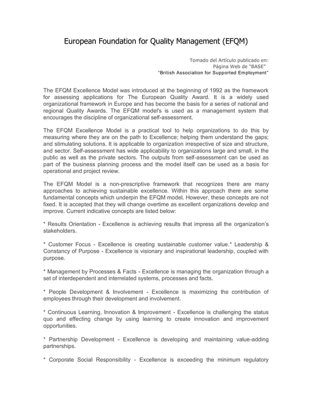 European foundation for quality management | PDF