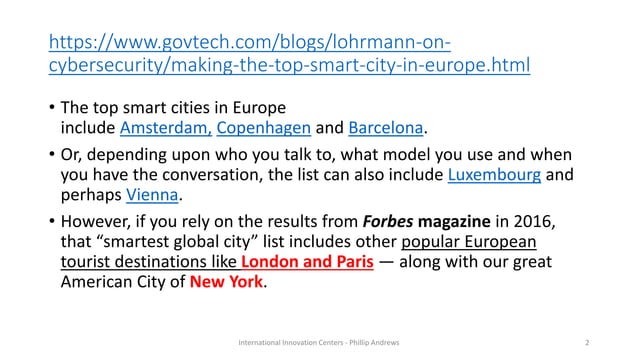 European Innovation Centers and Hubs v5 | PPT