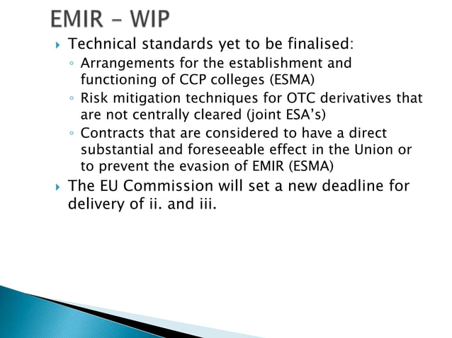 European market infrastructure regulation (emir) - Quick Overview | PDF