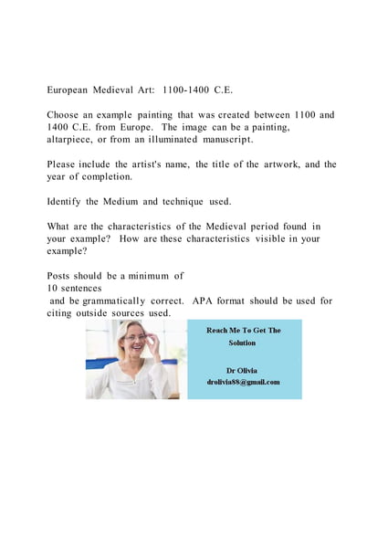 European Medieval Art 1100-1400 C.E.Choose an example pain | DOCX