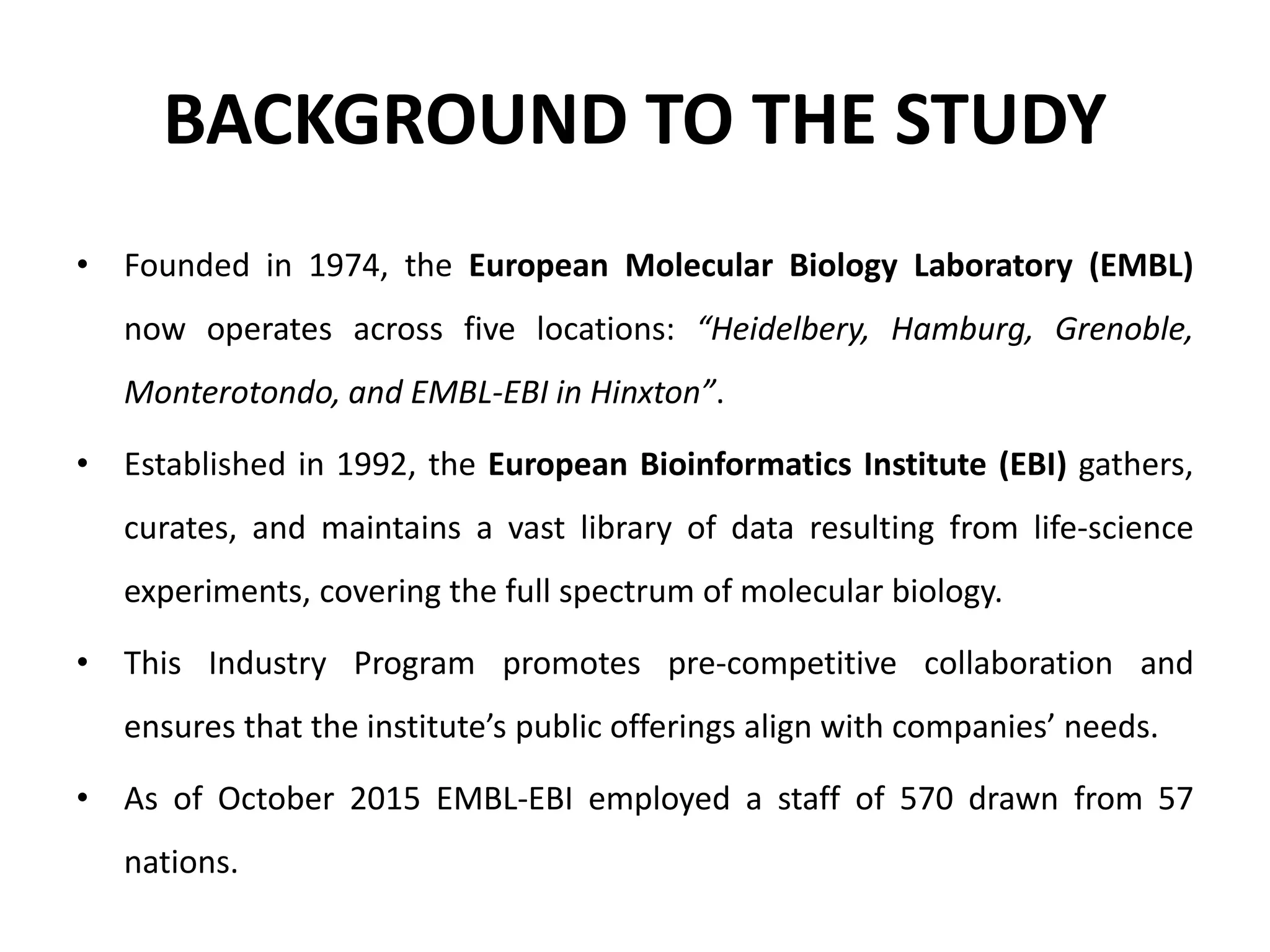 European molecular biology laboratory (EMBL) | PPTX