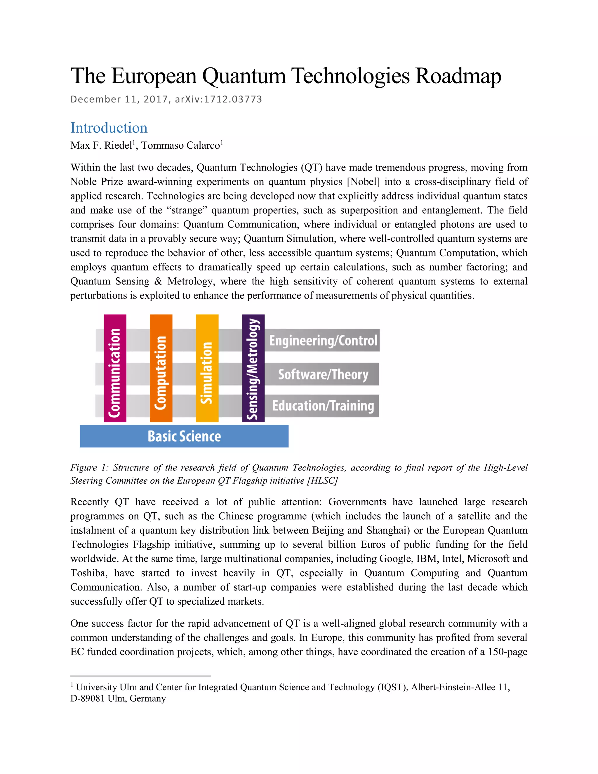 European quantum computing roadmap uploaded by Skip Sanzeri | PDF