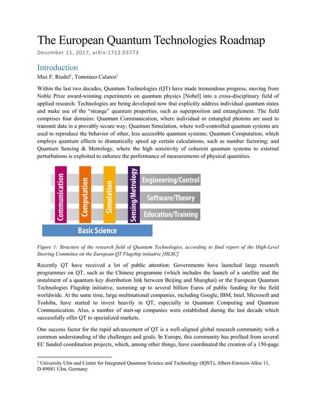 European quantum computing roadmap uploaded by Skip Sanzeri | PDF