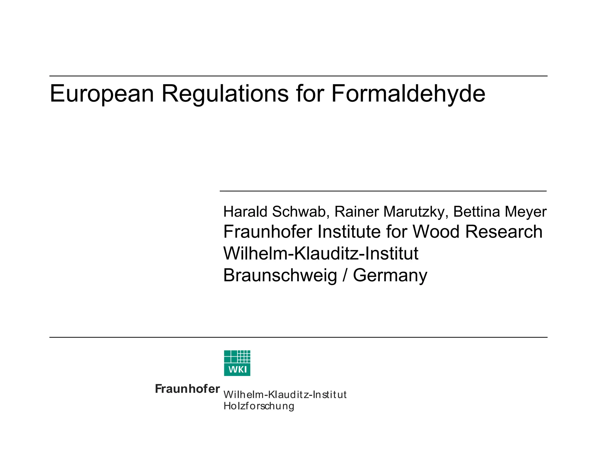 European regulations for formaldehyde | PDF