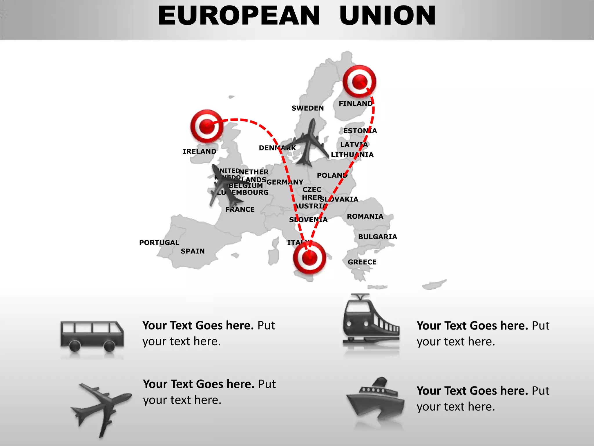 European union editable continent map with countries | PPT