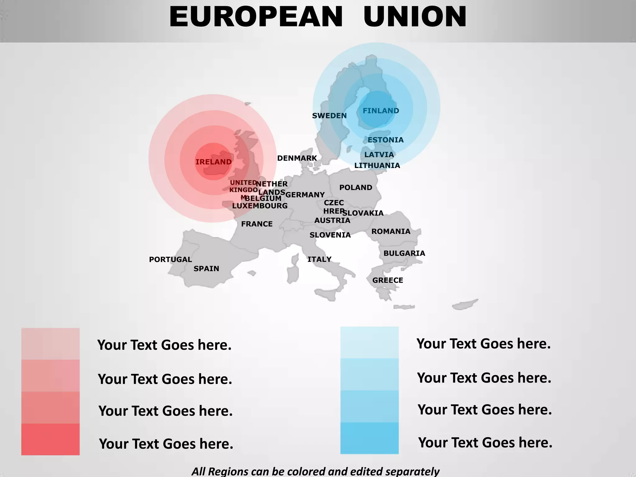 European union editable continent map with countries | PPTX
