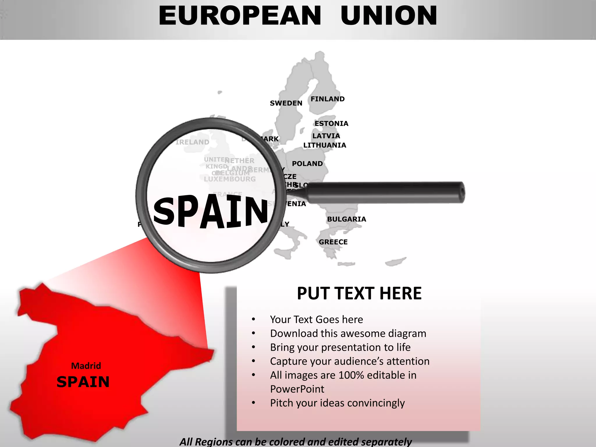 European union editable continent map with countries | PPTX