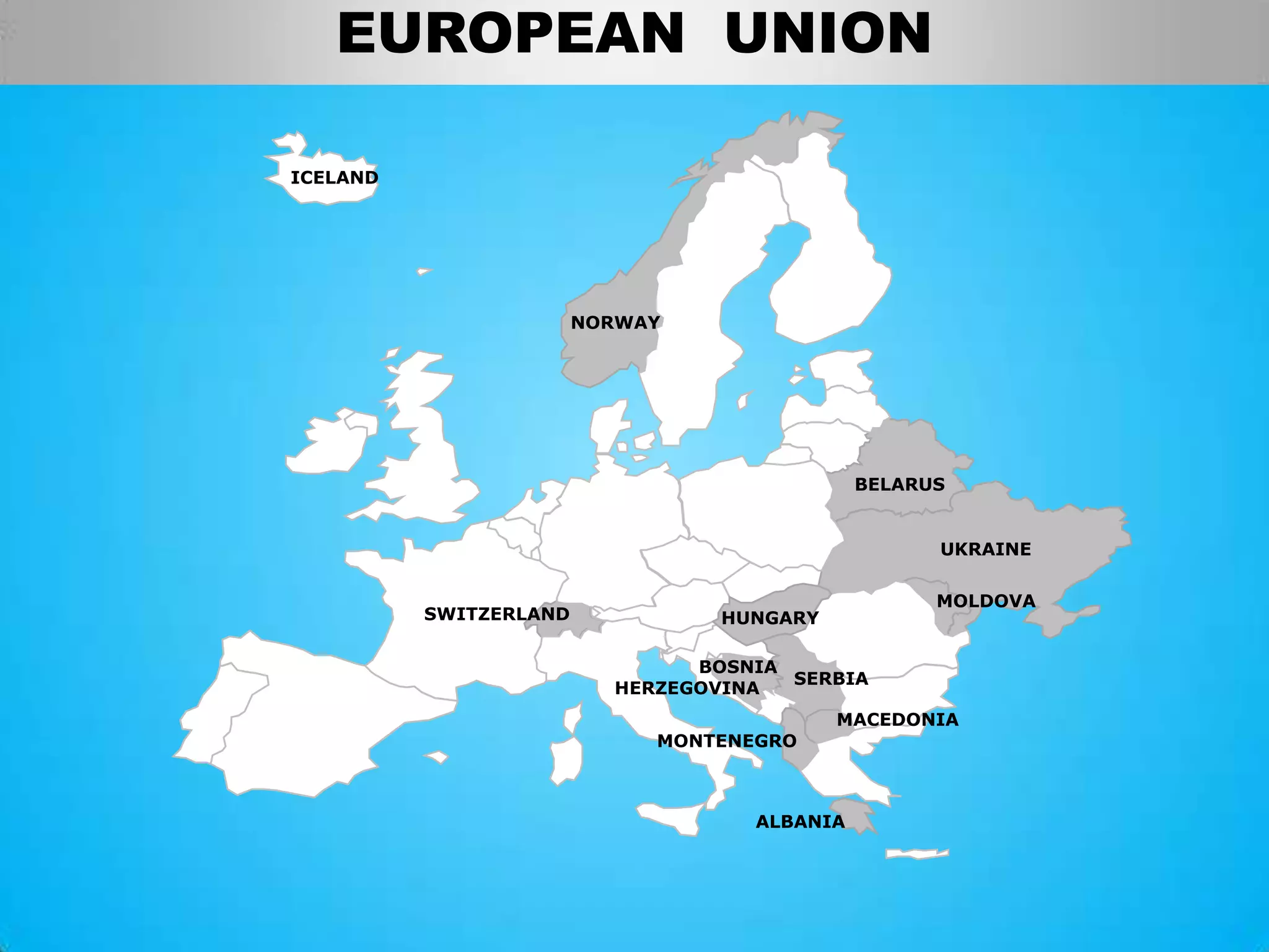 European union editable continent map with countries | PPTX